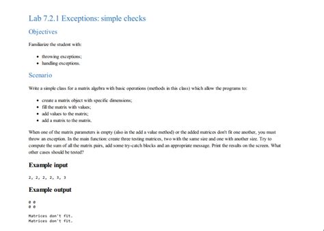 Solved Lab 721 Exceptions Simple Checks Objectives