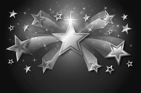 현실적인 실버 별 배경 무료 벡터