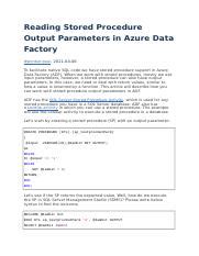 Reading Stored Procedure Output Parameters In Azure Data Factory Docx Reading Stored Procedure