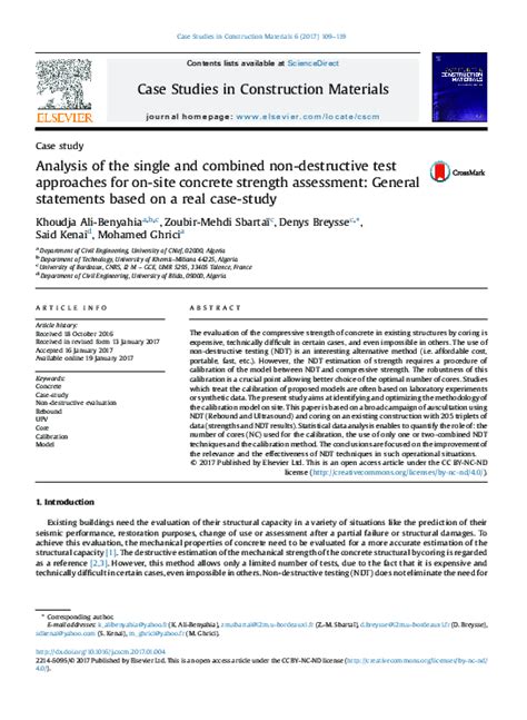 Pdf Analysis Of The Single And Combined Non Destructive Test Approaches For On Site Concrete