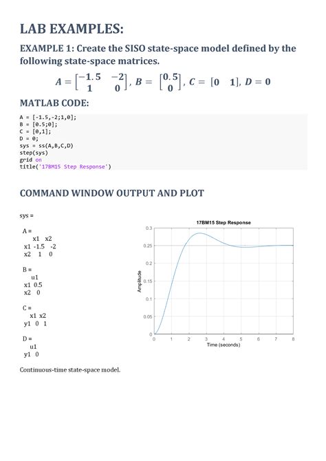 Solution Determination Of State Space Representation For Transfer Functions And Control Design