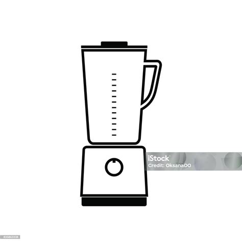 벡터 아이콘 부엌 고정 믹서 기 혼합 및 식품 연 삭 및 흰색 배경에 스무디 준비 가정 용품 0명에 대한 스톡 벡터 아트 및