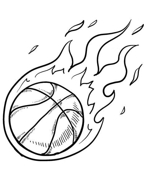 Basketball With Flames Coloring Page