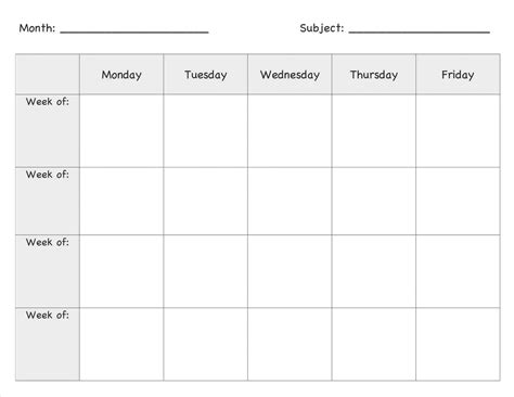 Weekly Lesson Plan Template Free Printable Printable Templates