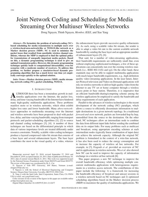 Pdf Joint Network Coding And Scheduling For Media Streaming Over