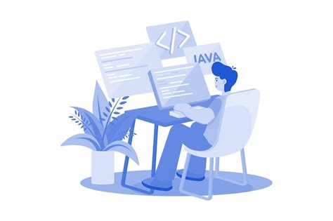 premium vector man coder development programming computer