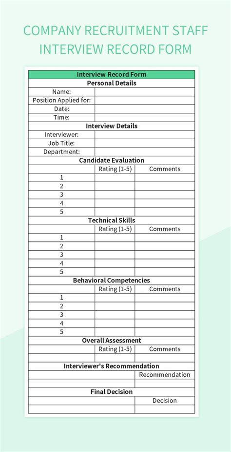 Free Interview Record Templates For Google Sheets And Microsoft Excel Slidesdocs