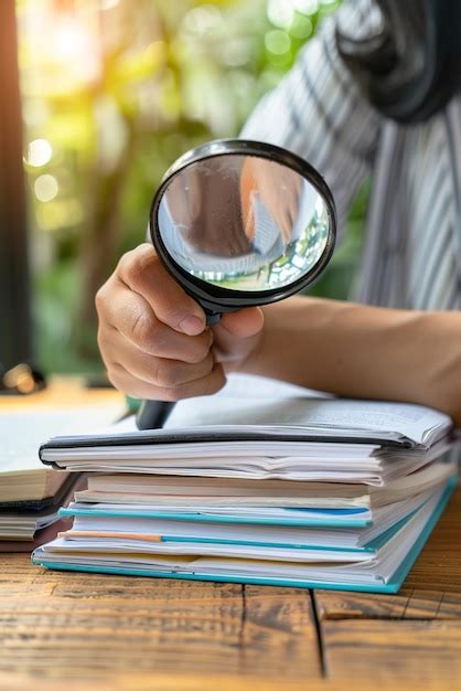 Auditor Inspecting Company Records Pointing At Discrepancies Reports And Files Neatly Organized