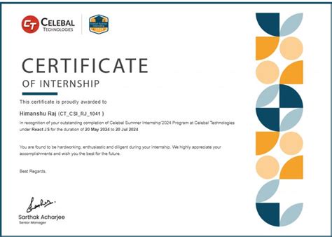 Completed React Js Internship With Hashtagcelebaltechnologies