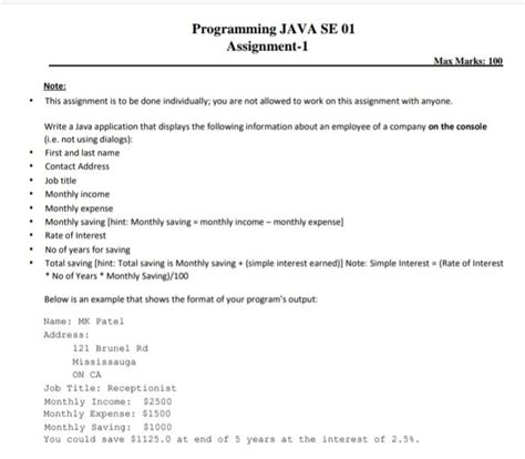 Solved Programming Java Se 01 Assignment 1 Max Marks 100