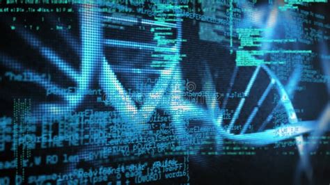 processing scientific data dna strand and binary coding animation