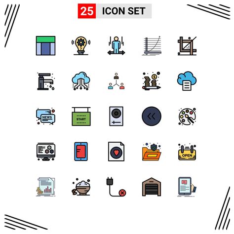 25 User Interface Filled Line Flat Color Pack Of Modern Signs And Symbols Of Goal Curve User