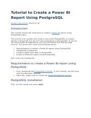 Tutorial To Create A Power Bi Report Using Postgresql Docx Tutorial To Create A Power Bi