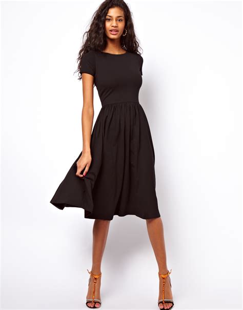Black Short Sleeve Midi Dress Dresses Images 2022