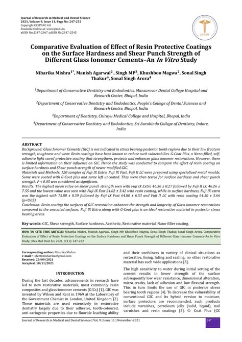 Pdf Comparative Evaluation Of Effect Of Resin Protective Coatings On The Surface Hardness And