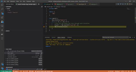 running debugging golang with vscode adesigner