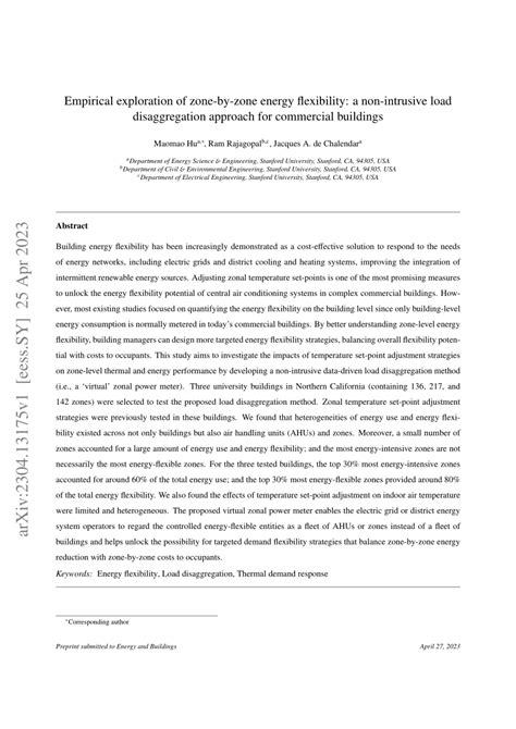 Pdf Empirical Exploration Of Zone By Zone Energy Flexibility A Non Intrusive Load