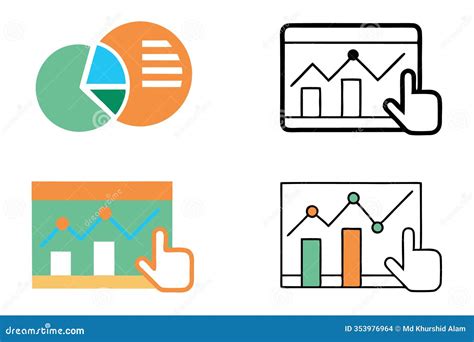 Collection Of Data Representation Icons Featuring Pie Charts Line