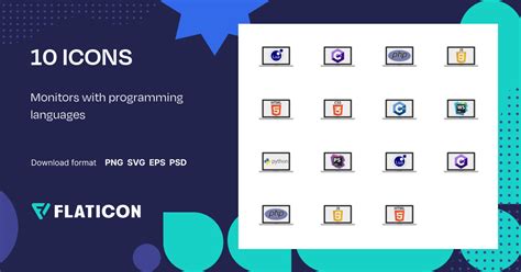 Monitors With Programming Languages Icon Pack 10 Svg Icons