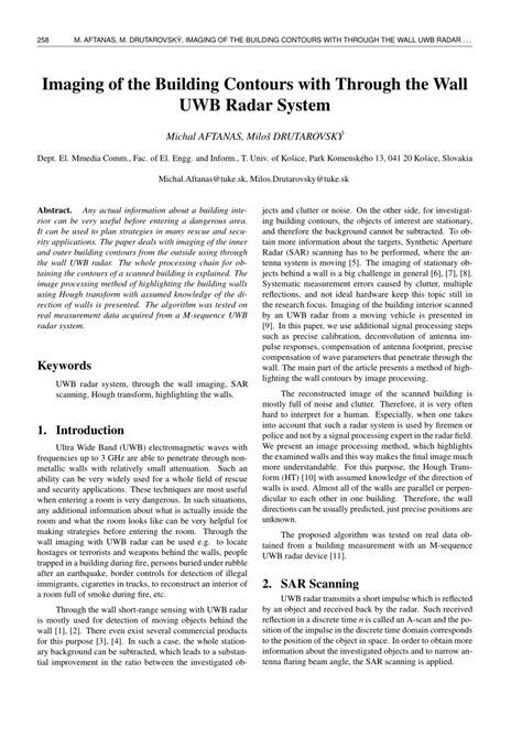 Pdf Imaging Of The Building Contours With Through The Wall Uwb Radar System