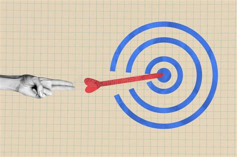 Trend Artwork Creative Sketch 3d Photo Collage Of Target Goal Aim Point Hand Showing Gesture