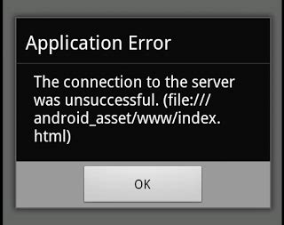 Solution To The Connection To The Server Was Unsuccessful File Android Asset Index Html