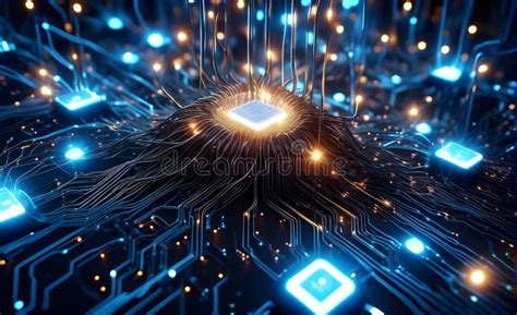 abstract technology background of a data computing system with connected particles artificial
