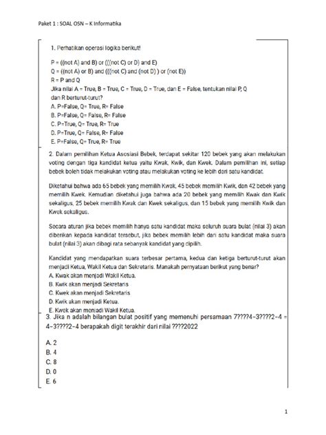 Soal Informatika Pdf Soal Informatika Pdf