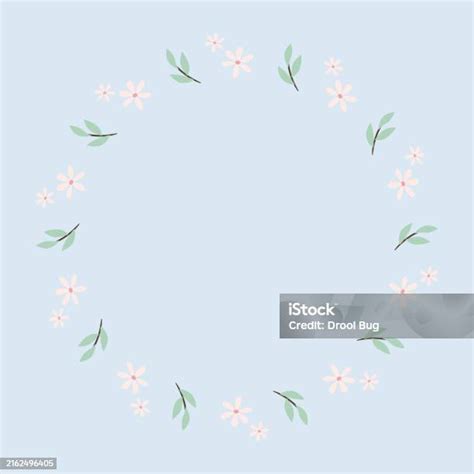 귀여운 꽃과 잎이 있는 둥근 프레임으로 텍스트를 넣을 수 있습니다 인사말 카드 결혼식 초대장 판촉 전단지에 적합 감사합니다에 대한 스톡 벡터 아트 및 기타 이미지 Istock