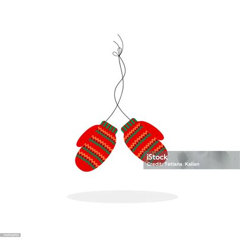 흰색 배경에 격리된 만화 플랫 스타일의 귀여운 니트 장갑 두 개 벡터 그림 0명에 대한 스톡 벡터 아트 및 기타 이미지 0명 개인 장식품 겨울 Istock