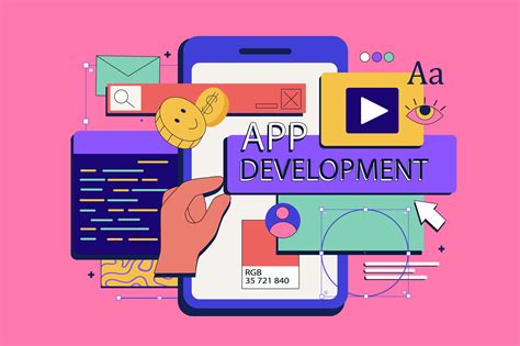 App Development Concept In Flat Neo Brutalism Design For Web