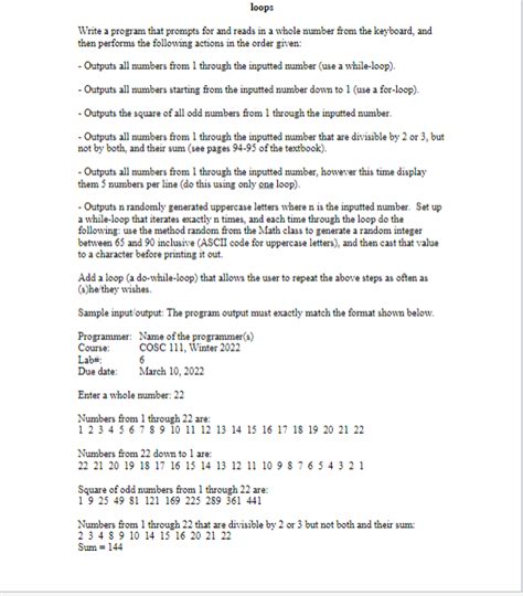 solved a loops write a program that prompts for and reads in