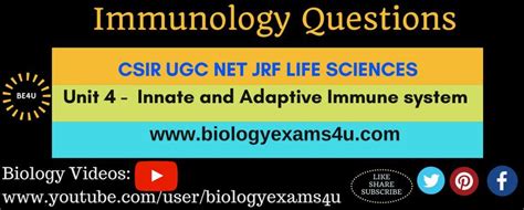 Csir Ugc Net Jrf Life Sciences Immunology Previous Questions Unit 4 Innate And Adaptive Immune