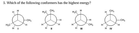Solved Which Of The Following Conformers Has The Highest