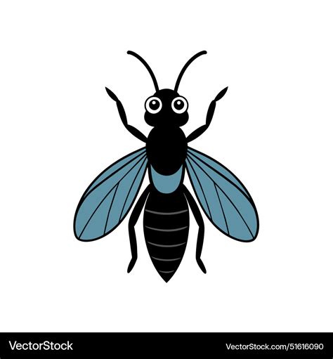 Black Wasp Bug Sits Icon Royalty Free Vector Image