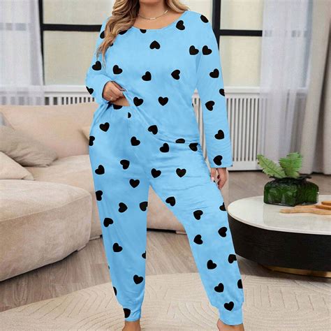 Bltiby Womens Plus Size Pajama Sets Printed Lounge Set Short Sleeve Top
