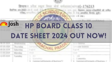 Hpbose 10th Date Sheet 2024 Download Hp Board Class 10 Time Table Pdf And Exam Time