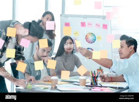 Brainstorming Diversity Creative Design Use Post It Sticky Note Team Meeting With Startup