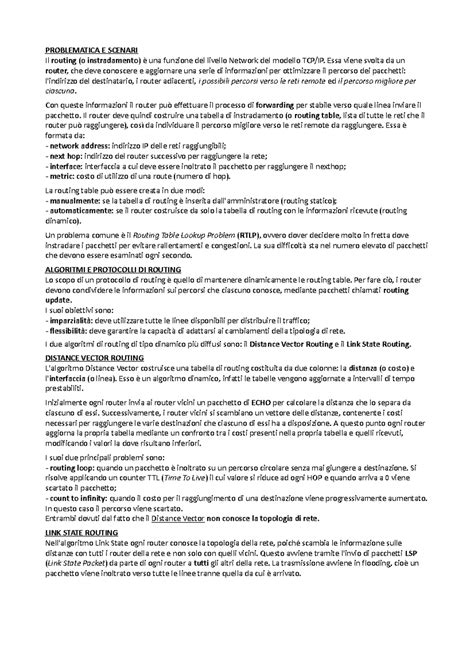 Appunti Sistemi E Reti Il Processo Di Routing Problematica E