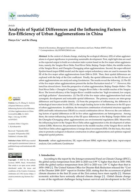 Pdf Analysis Of Spatial Differences And The Influencing Factors In Eco Efficiency Of Urban