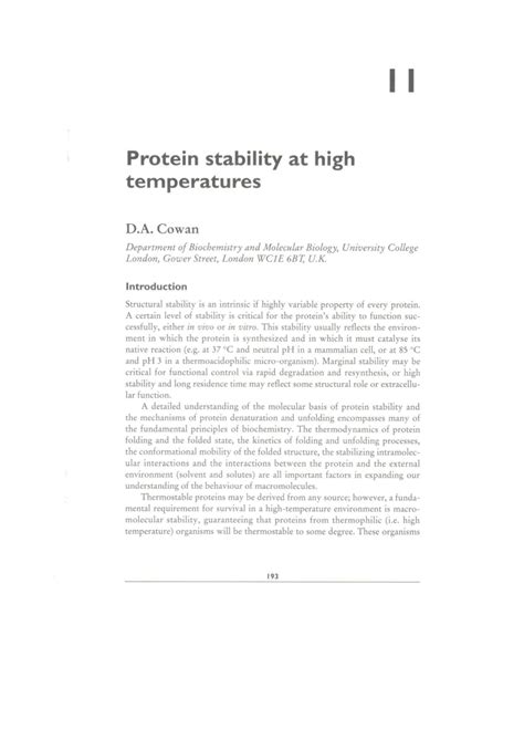 PDF Protein Stability At High Temperatures