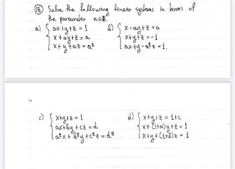 Solved 74 8 Solve The Following Linear Systems In Terms Of