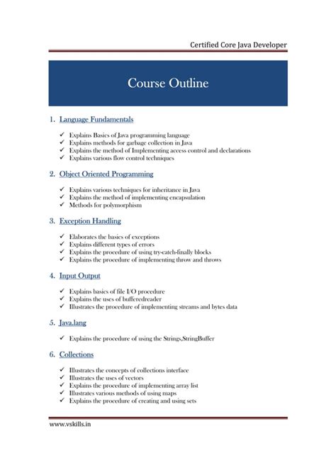 Certified Core Java Developer Pdf