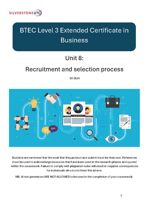 Btec Level 3 Business Unit 8 Recruitment And Selection Process Guide