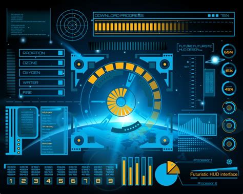 Hud Loading Progress Bars Sci Fi Interface Vector Image