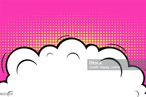 추상 창조적인 개념 벡터 만화 팝 아트 스타일 빈 구름 기둥과 고립된 점 배경 레이아웃 템플릿 판매 배너 빈 음성 버블 세트 그림 하프톤도 서 디자인 개체 그룹에 대한 스톡