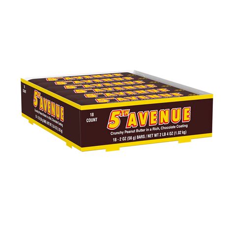 5th Avenue Chocolate Coated Peanut Butter Candy Bars 2 Oz 18 Count