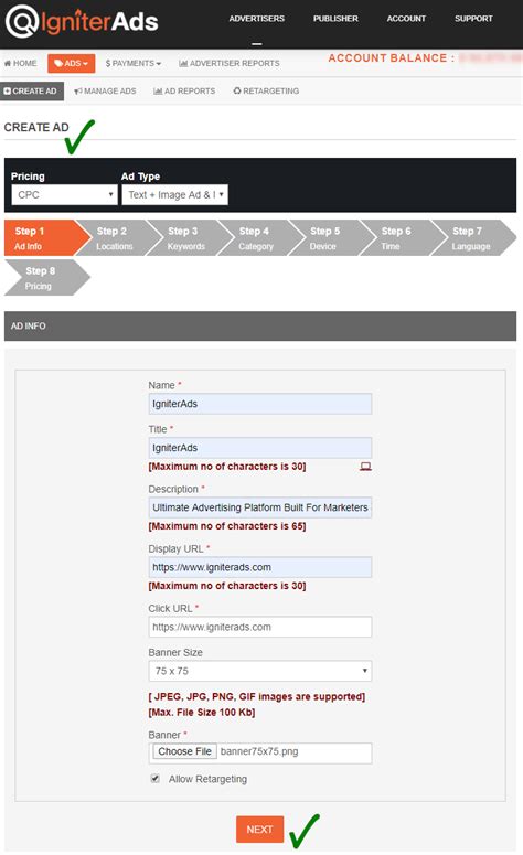 Tutorial For Creating A Text Image Ad IgniterAds Knowledge Base