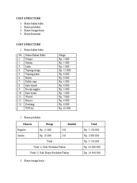 Cost Structure Pdf