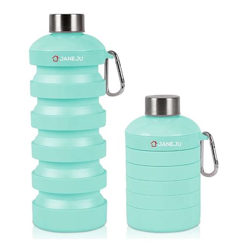 Janeju 접이식 물병 9464ml32온스 Bpa 프리 실리콘 재사용 가능한 휴대용 경량 접이식 물 티몬